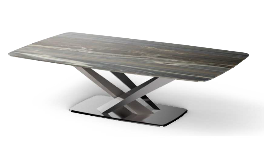 Bàn trà Kuka PT3030TD Mặt đá màu ghi bóng chân thép hợp kim màu ghi 130x80x38